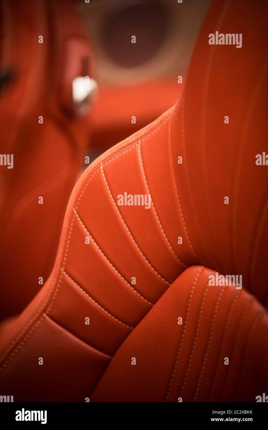 Color detail of the leather seats of a sports car Stock Photo - Alamy