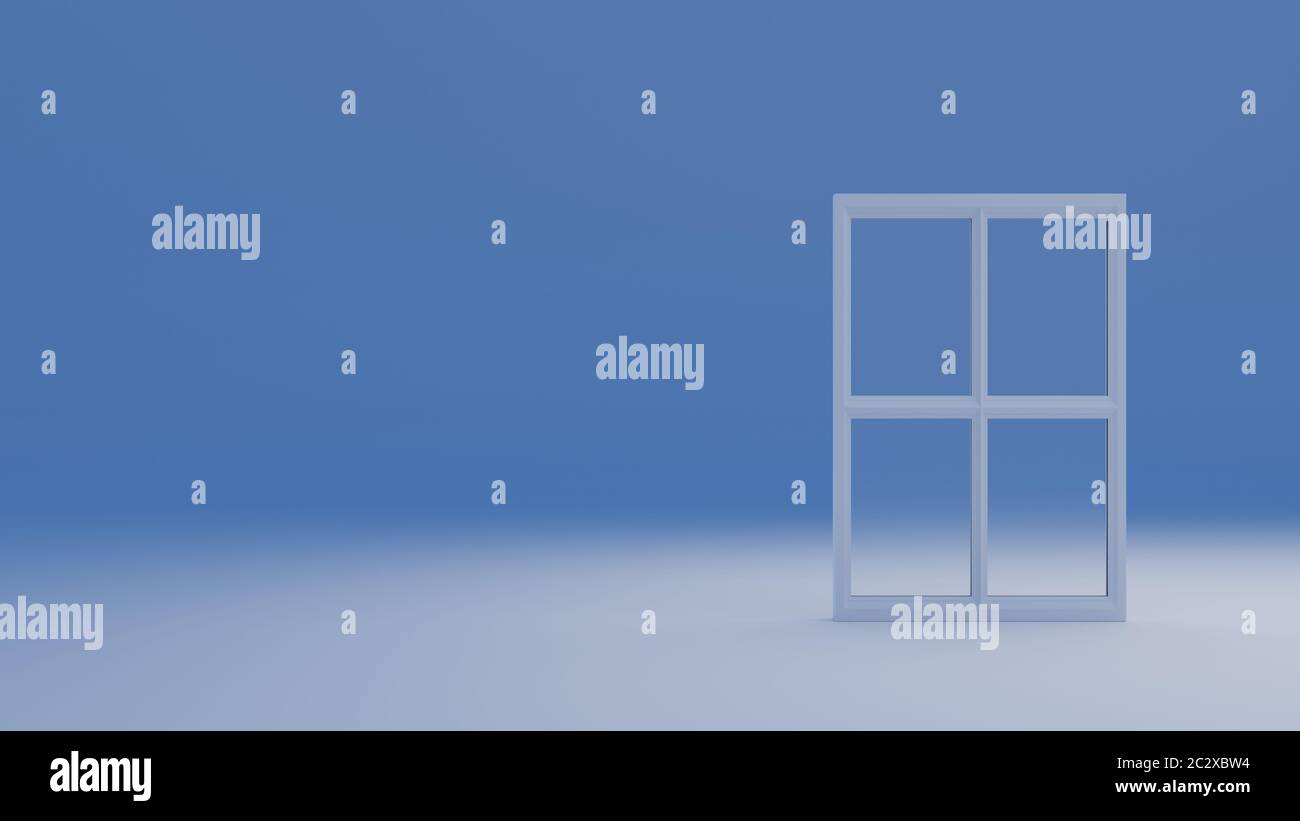 3d window illustration on blue background Stock Photo - Alamy