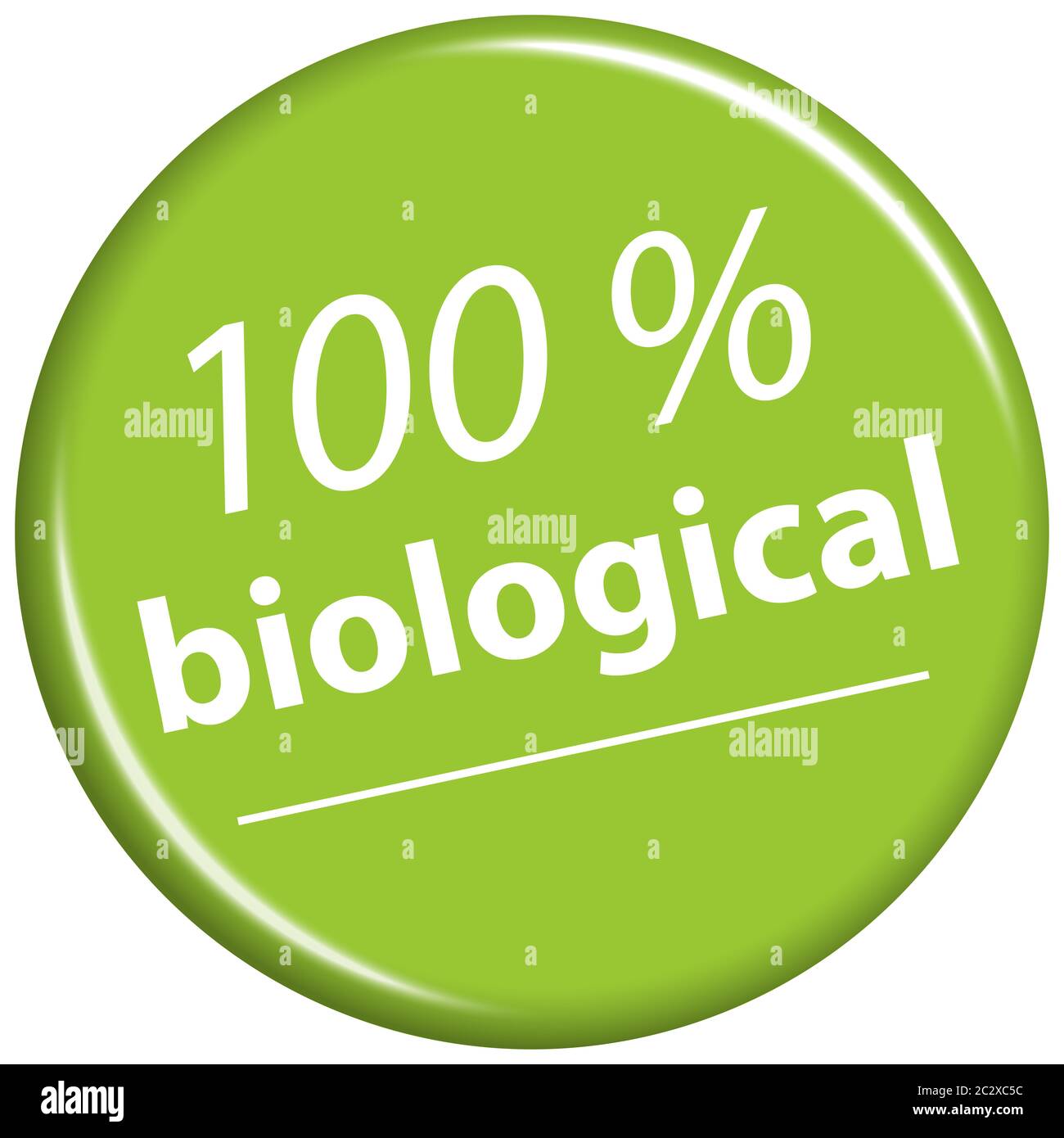 EPS 10 vector with round green colored magnet with text 100% biological ...