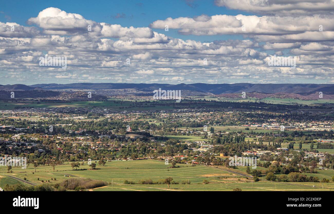 The city of Bathhurst as seen from Mount Panorama NSW Australia Stock ...
