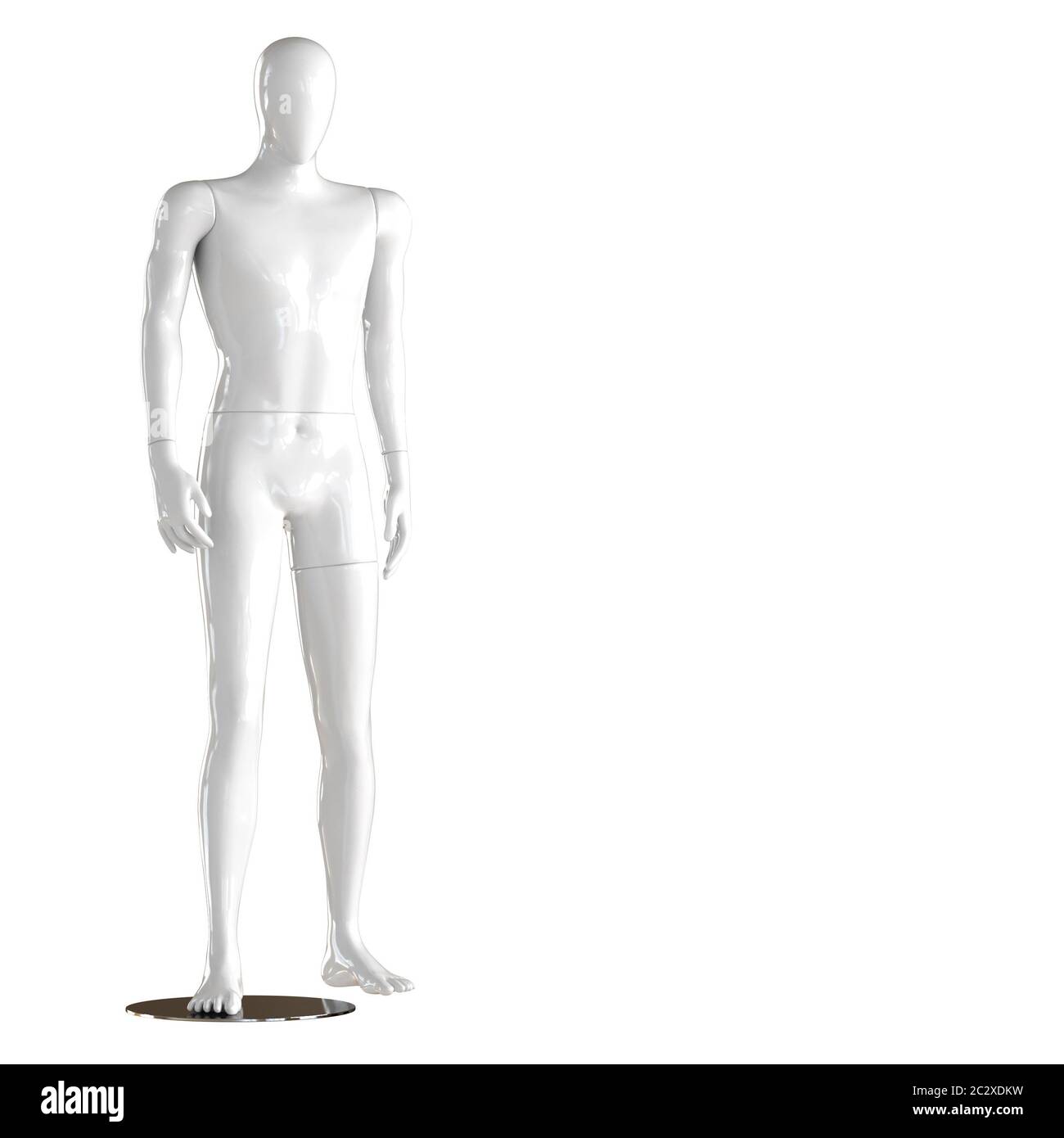 White faceless guy mannequin standing in a normal pose. Isolated on a ...