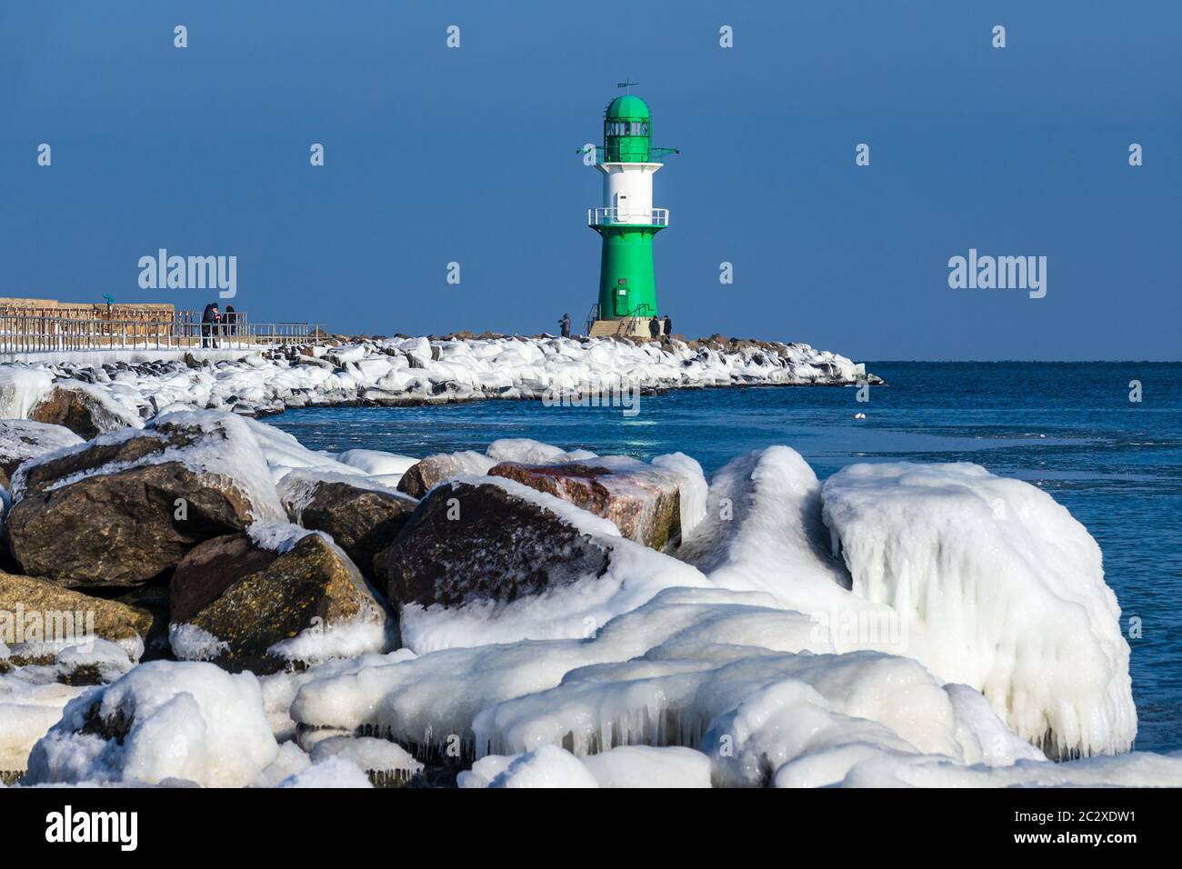 Mole in winter time in Warnemuende, Germany Stock Photo - Alamy