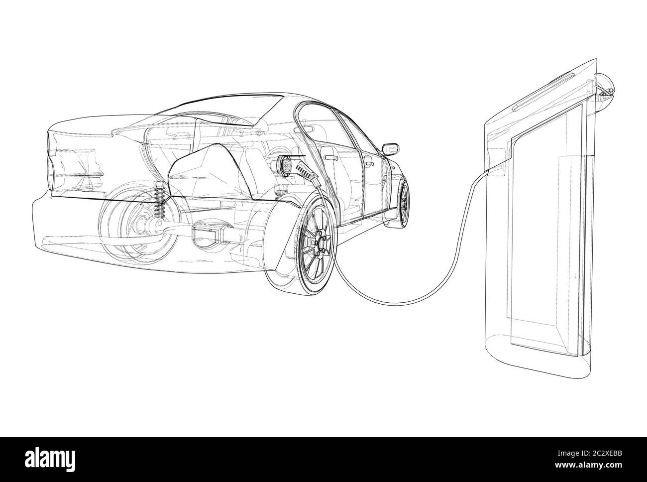 Electric Vehicle Charging Station Sketch. Vector Stock Vector Image ...