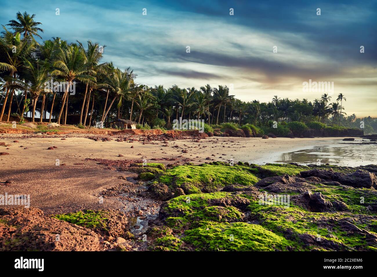Beautiful tropical beach in Goa at sunset Stock Photo - Alamy
