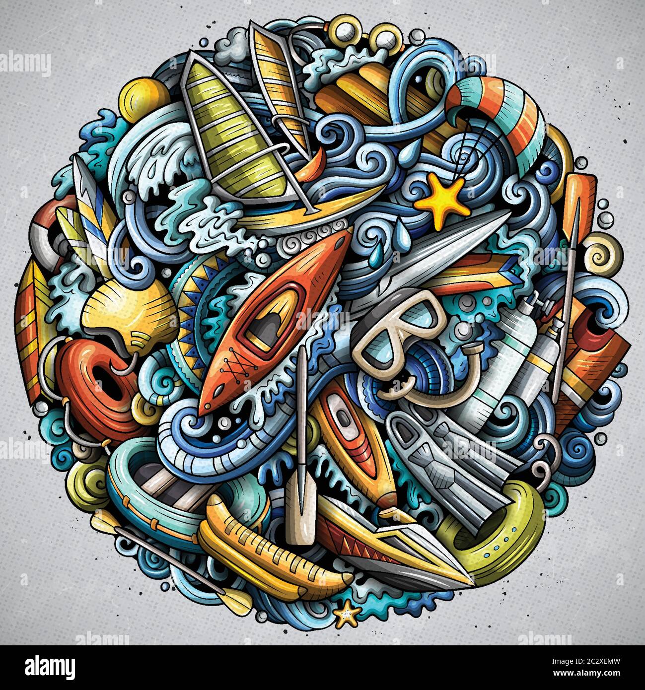 Water Sports hand drawn vector doodles illustration Stock Vector Image ...