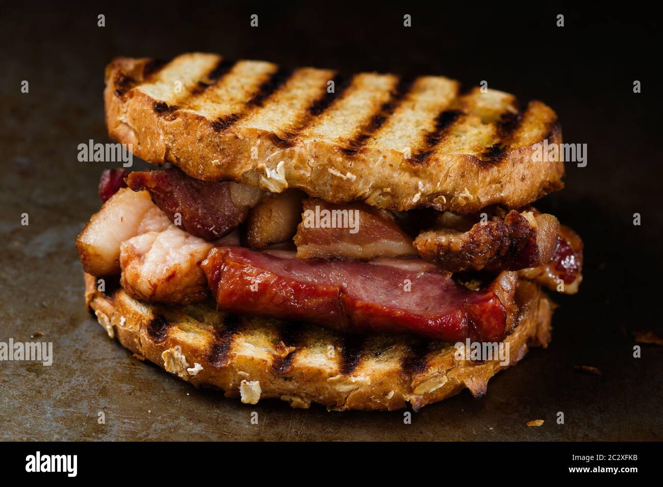 rustic english bacon butty sandwich Stock Photo - Alamy