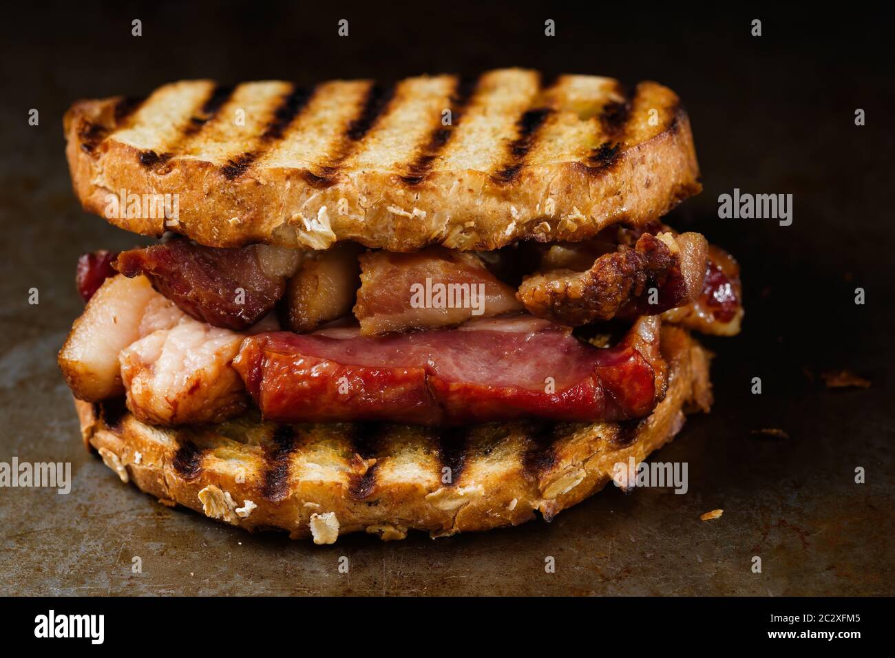 rustic english bacon butty sandwich Stock Photo - Alamy