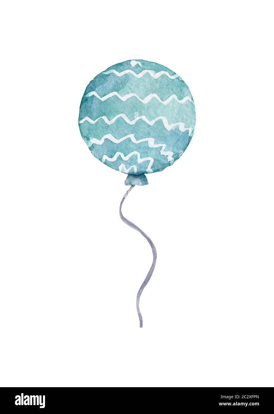 Blue watercolor balloon hand drawn illustration for cards or ...