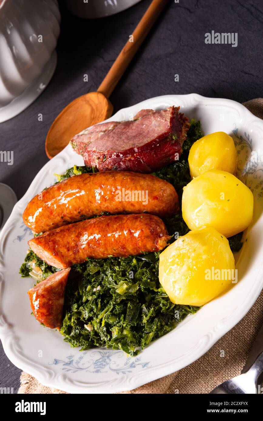 oldenburg kale with pinkel sausage and kassler Stock Photo - Alamy