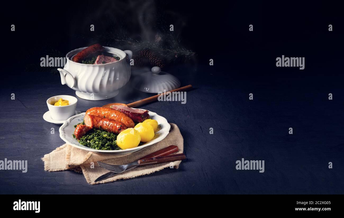 oldenburg kale with pinkel sausage and kassler Stock Photo - Alamy