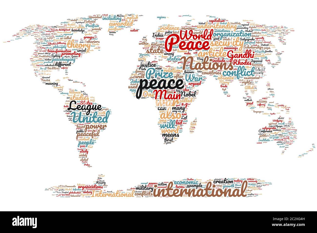 Peace world map word cloud on the isolated background Stock Photo - Alamy