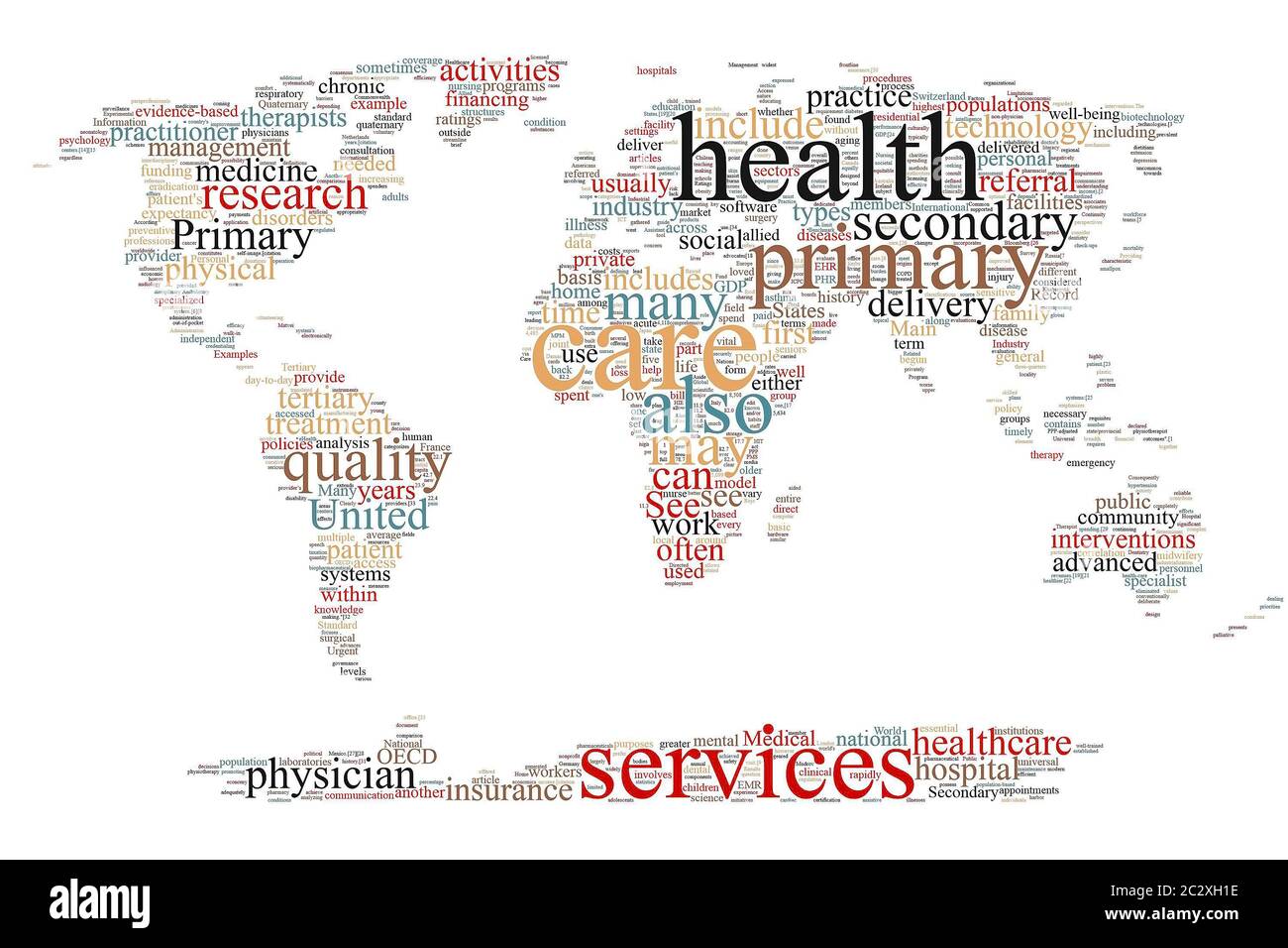 Health care word cloud illustration on the isolated background Stock ...