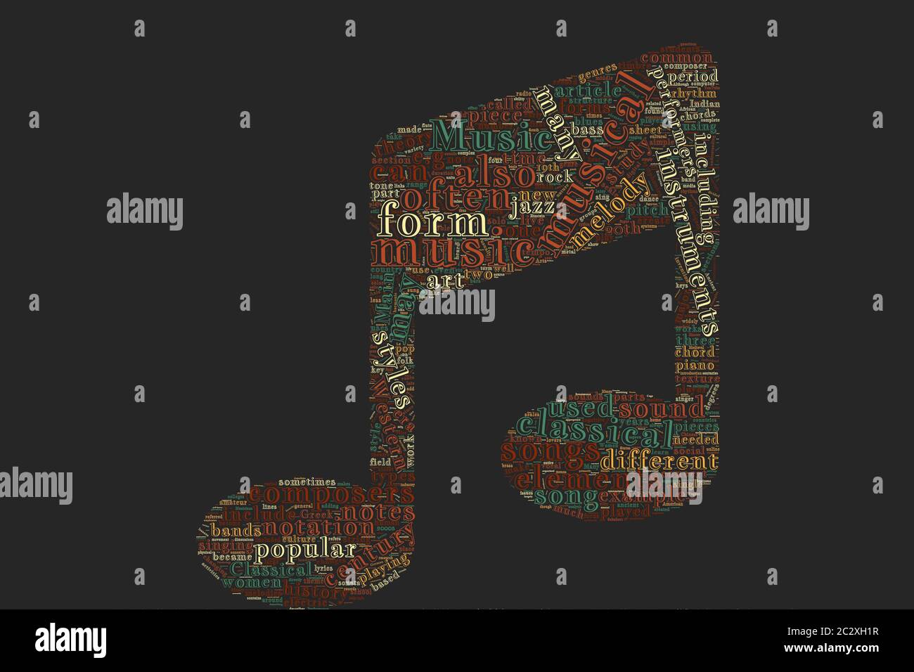 Music word cloud on the isolated background Stock Photo - Alamy