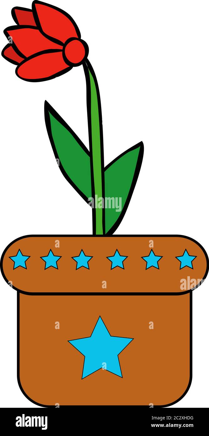 vector, flower in a pot, simple Stock Vector Image & Art - Alamy