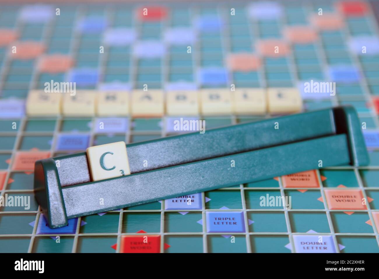 Scrabbles letters tile - letter character C Stock Photo - Alamy