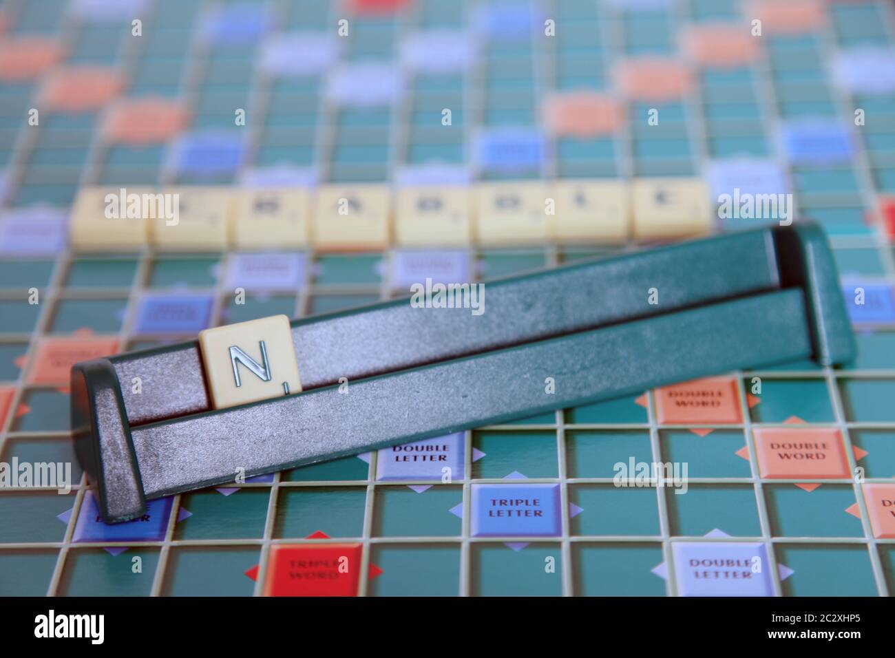 Scrabbles letters tile - letter character N Stock Photo - Alamy