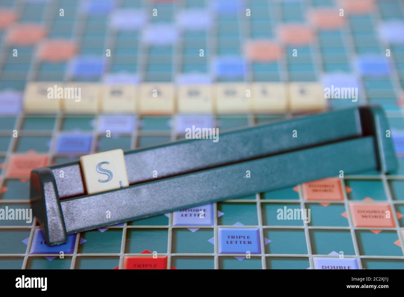 Scrabbles letters tile - letter character S Stock Photo - Alamy