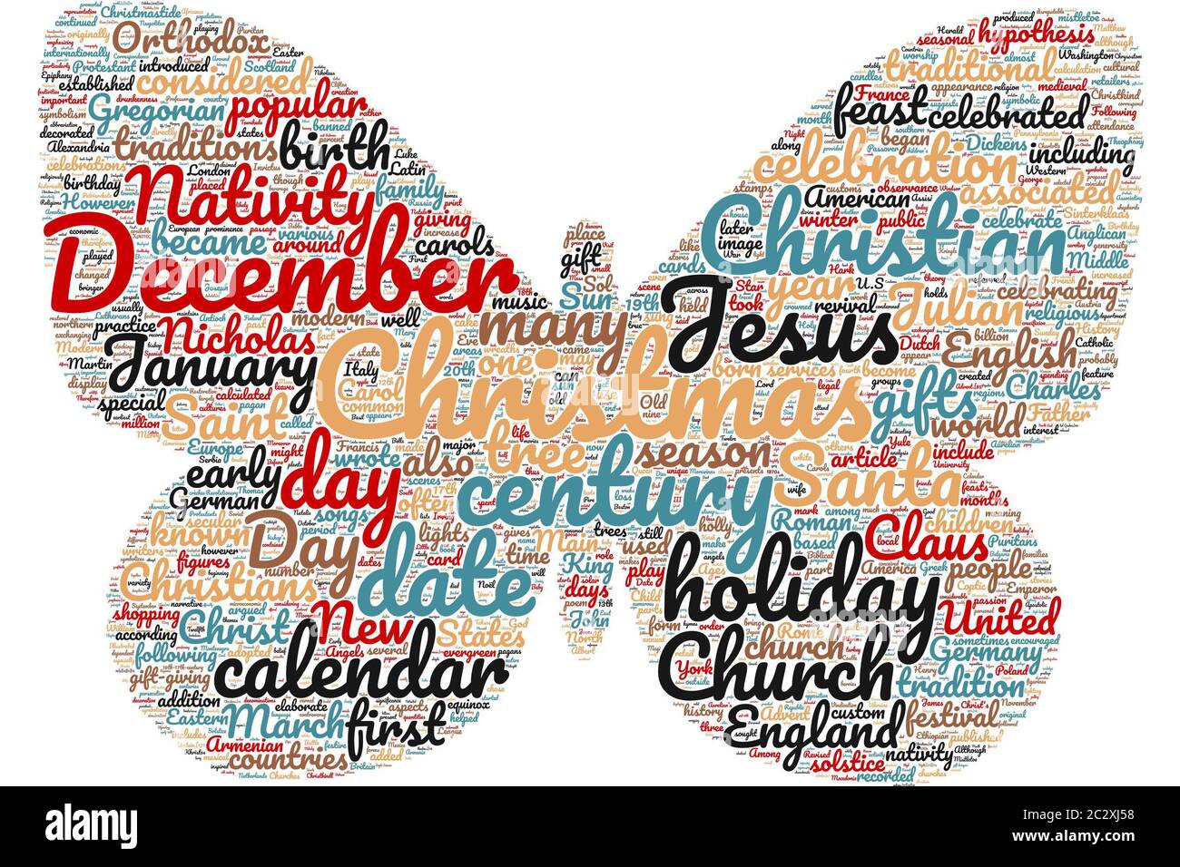Christmas word cloud on the isolated background Stock Photo - Alamy