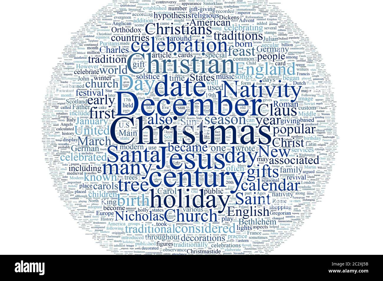 Christmas word cloud on the isolated background Stock Photo - Alamy