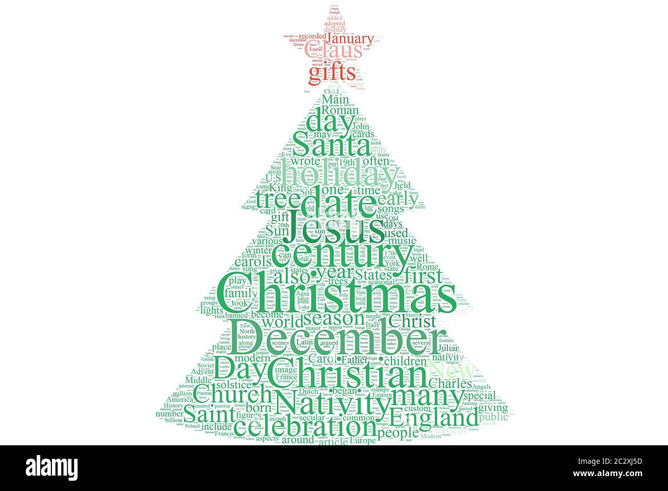 Christmas tree word cloud on the isolated background Stock Photo - Alamy