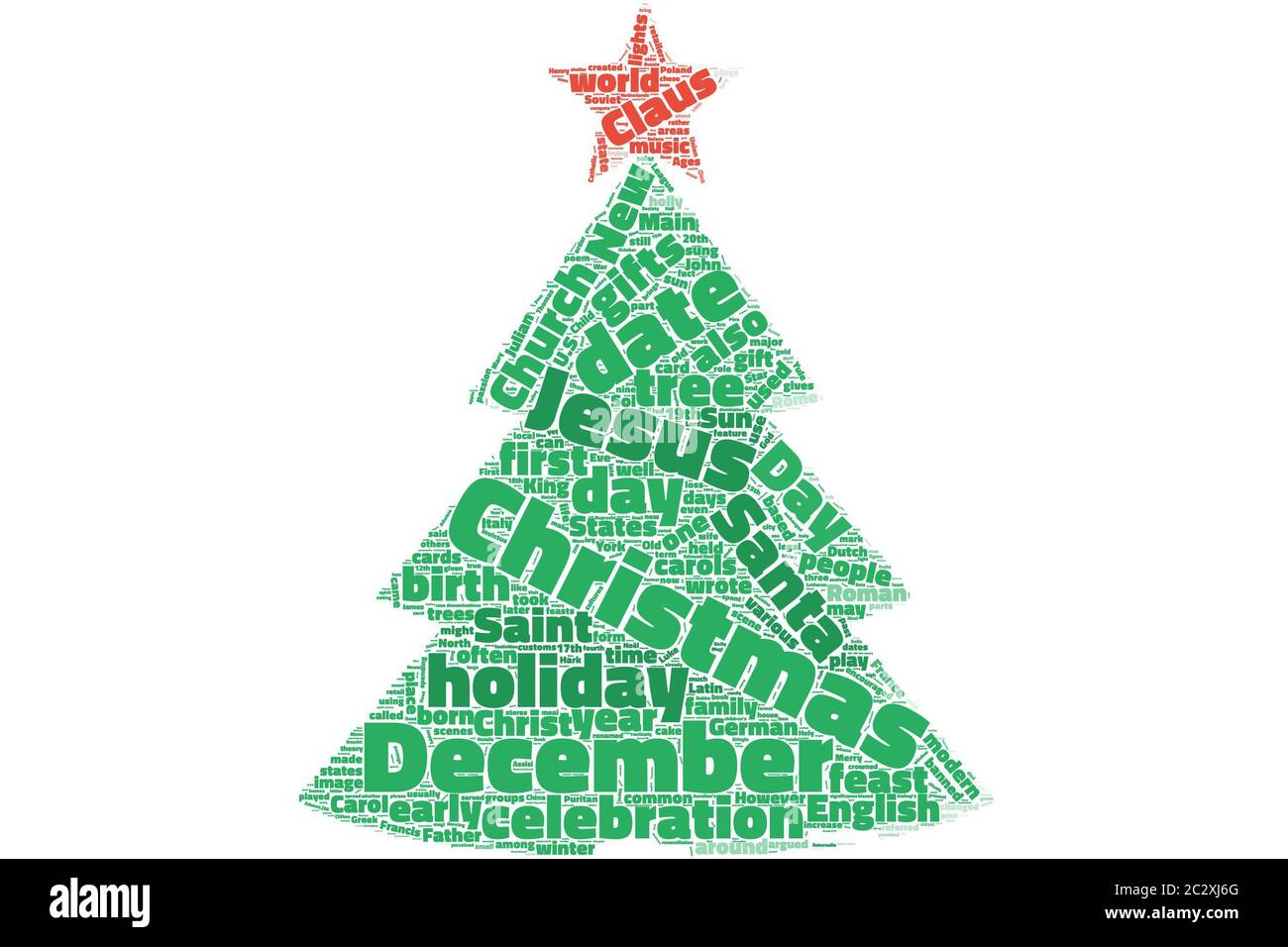 Christmas tree word cloud on the isolated background Stock Photo - Alamy