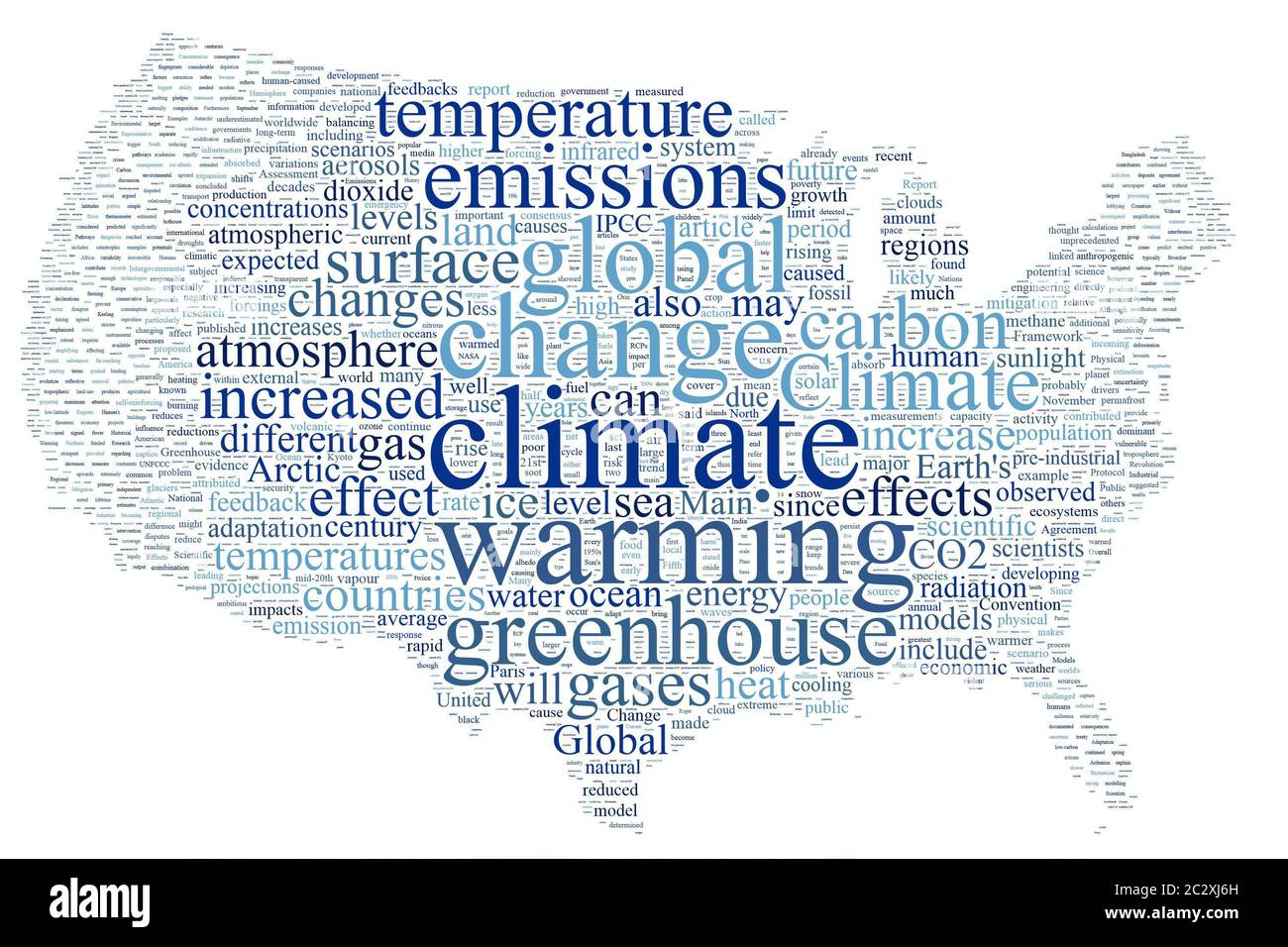 Climate change United States map word cloud on the isolated background ...