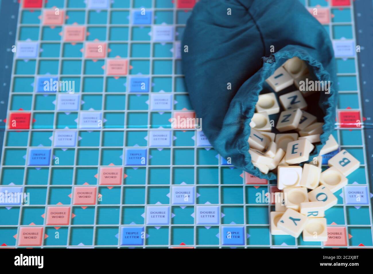 Bag of scrabble letter tiles Stock Photo - Alamy