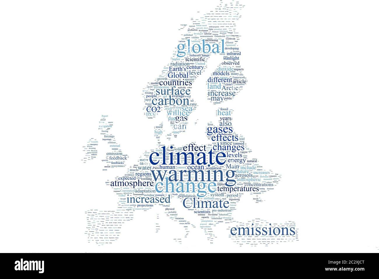 Climate change Europe map word cloud on the isolated background Stock ...
