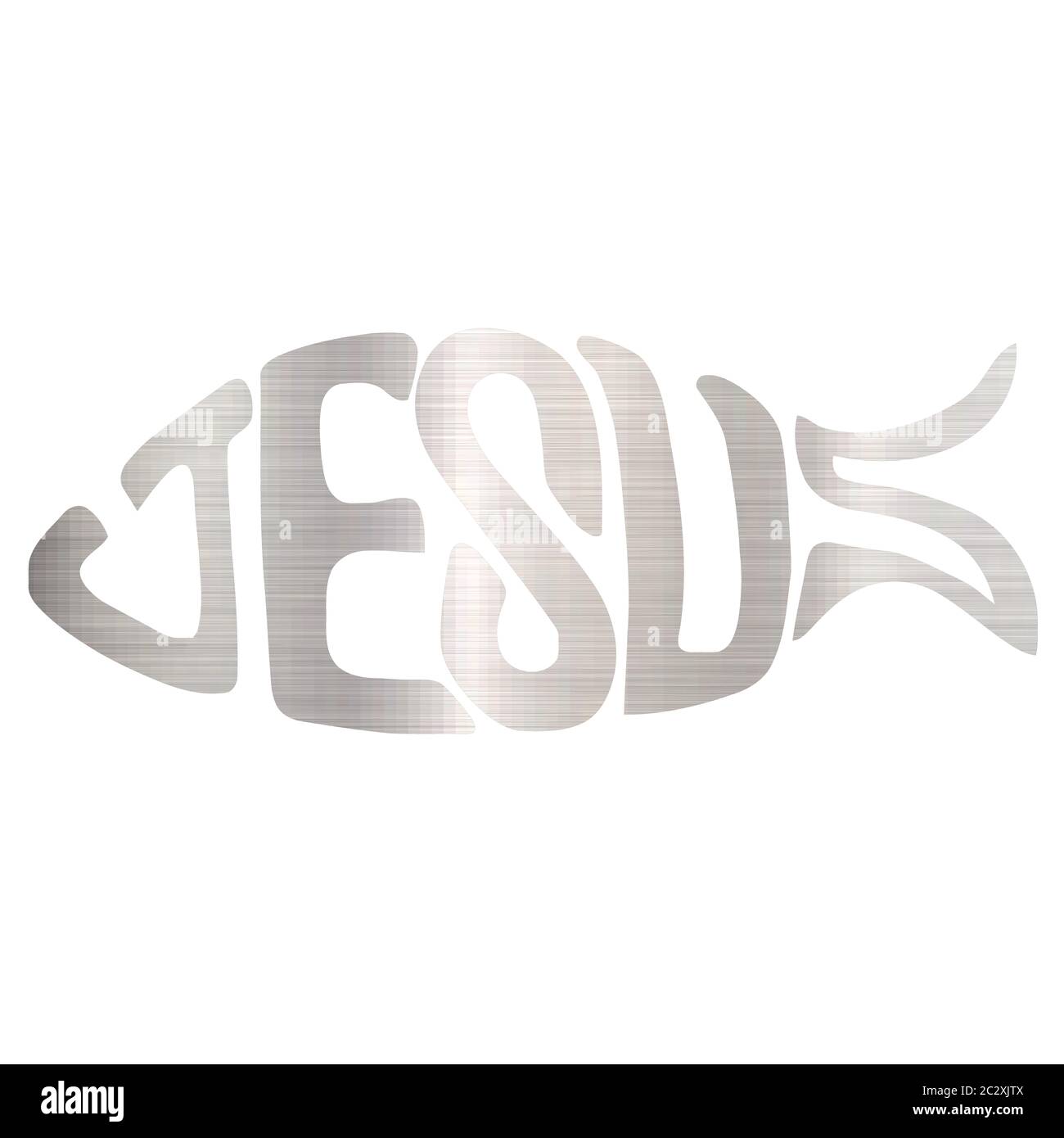 jesus holy fish metallic silver illustration gospel Stock Photo - Alamy