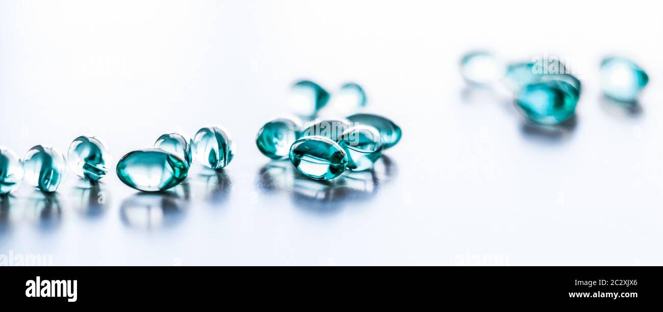 Blue pills for healthy diet nutrition, supplements pill and probiotics ...