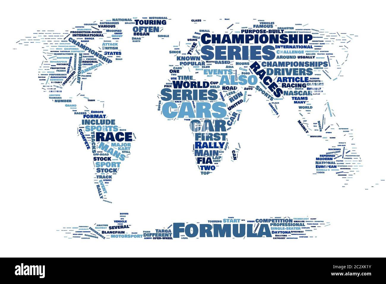 Auto racing world shape word cloud on the isolated background Stock ...