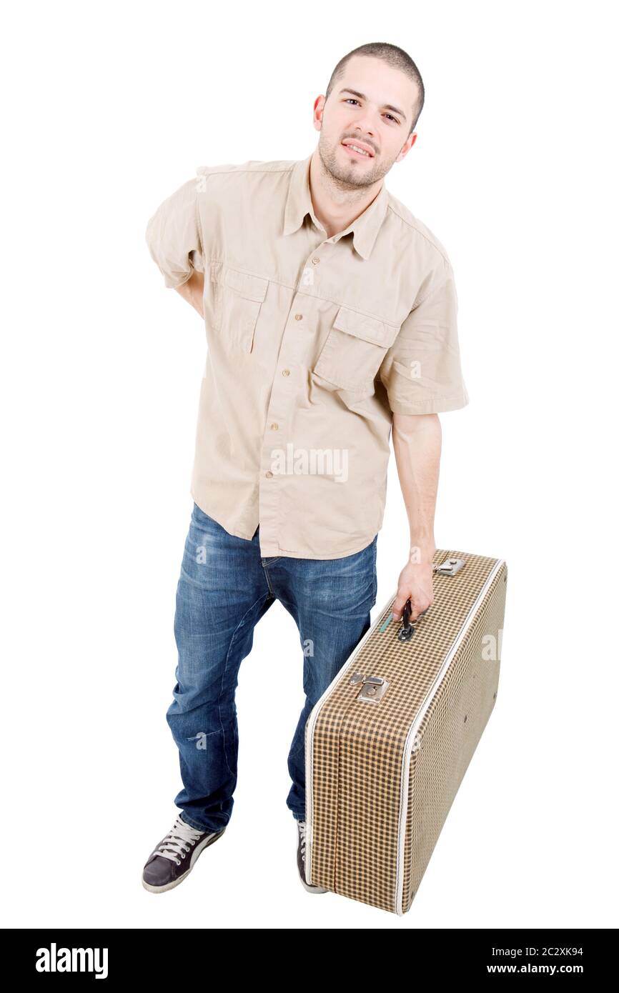young silly man traveler, full body, isolated Stock Photo - Alamy