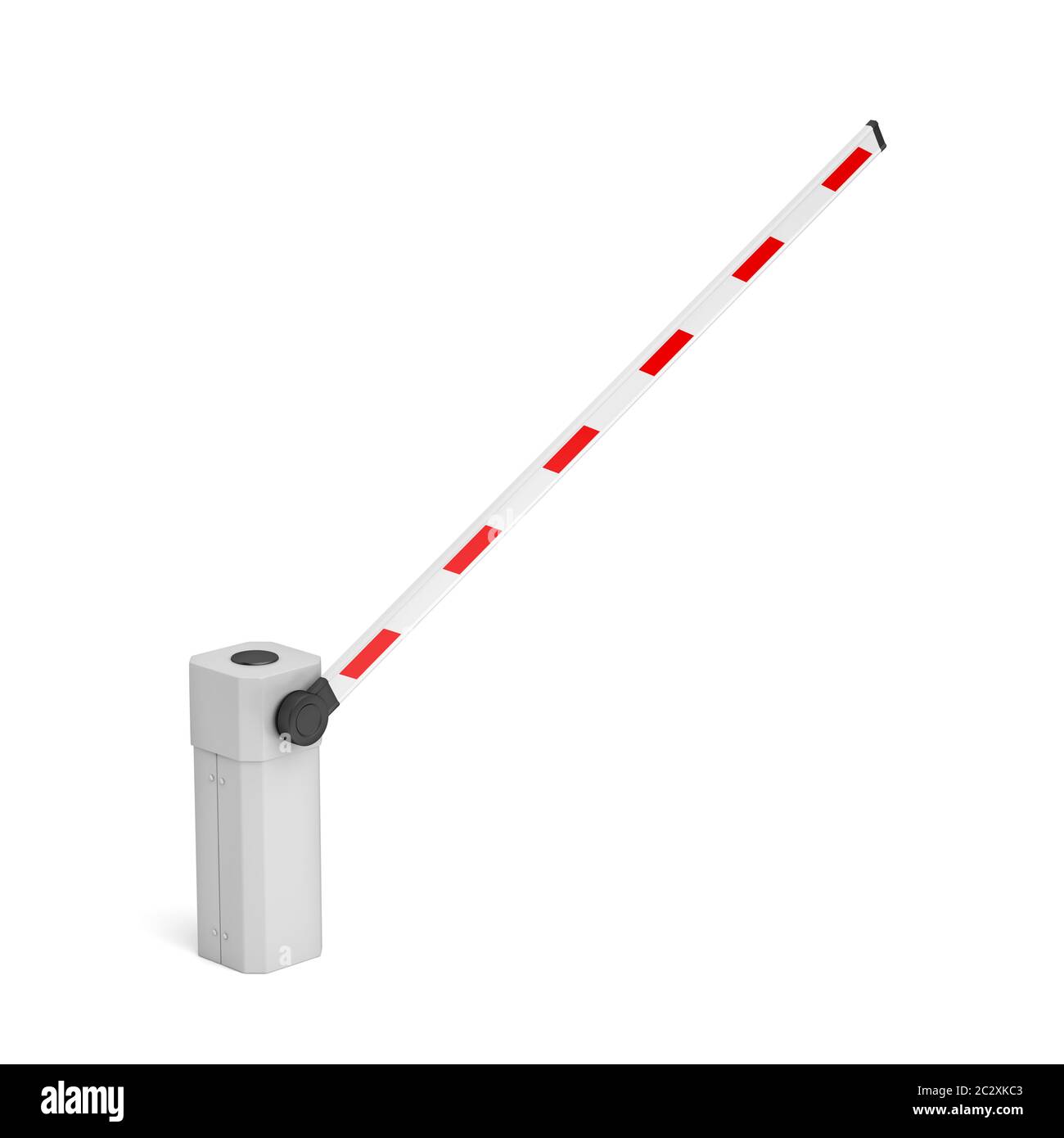Open boom barrier on white background Stock Photo - Alamy
