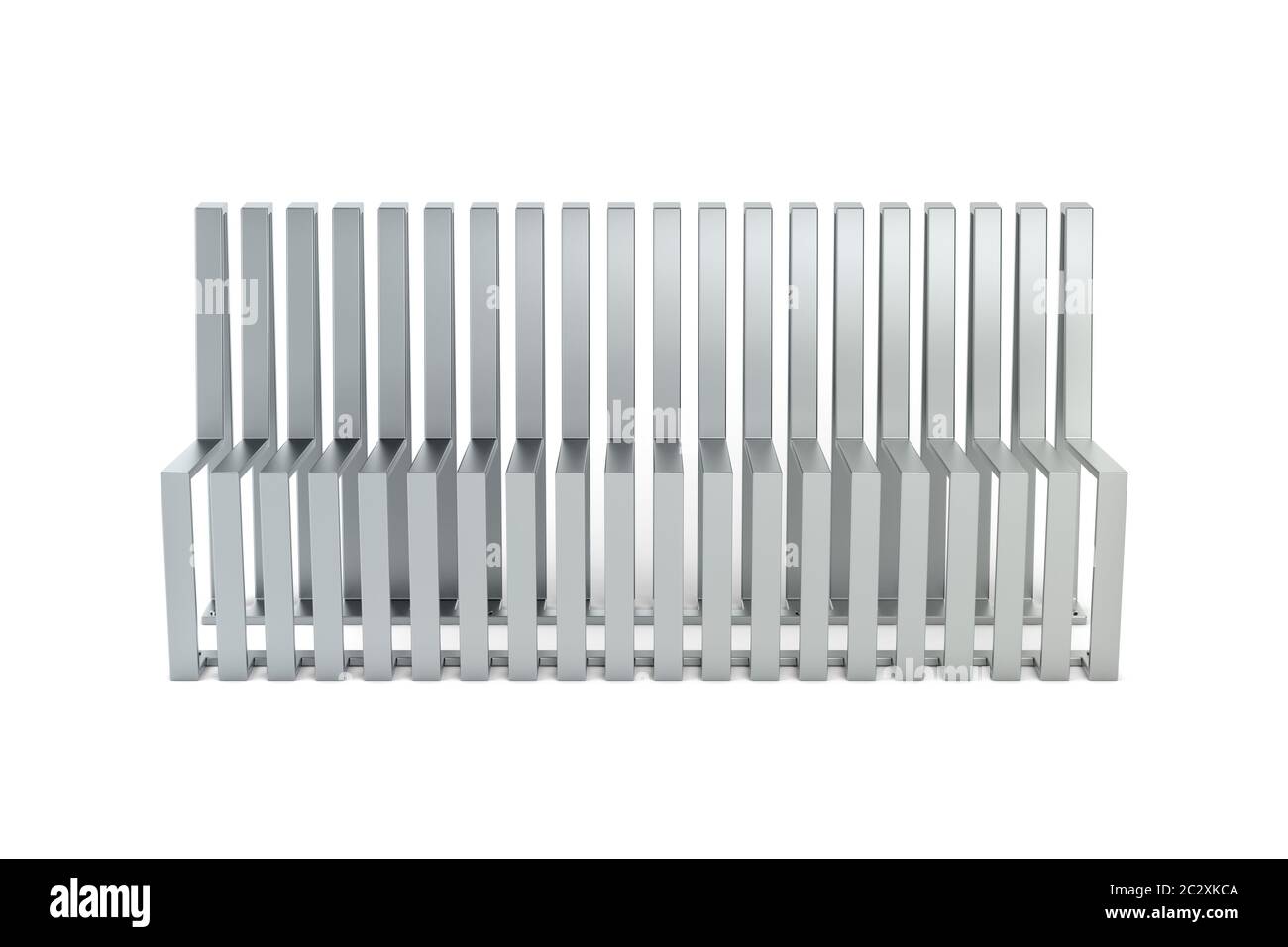 Front view of an empty silver colored bench Stock Photo - Alamy
