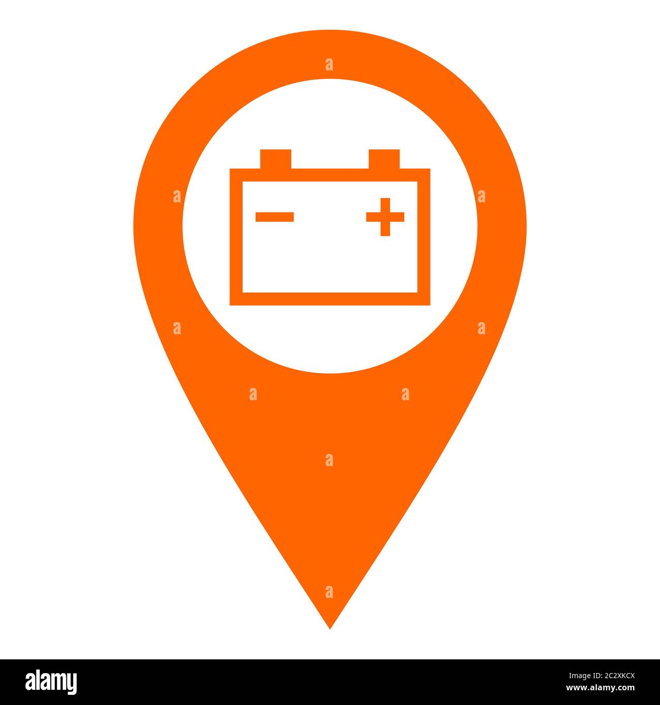 Car battery and location pin Stock Photo - Alamy