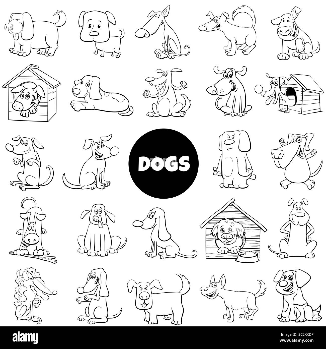 dog and puppies characters large collection Stock Photo - Alamy