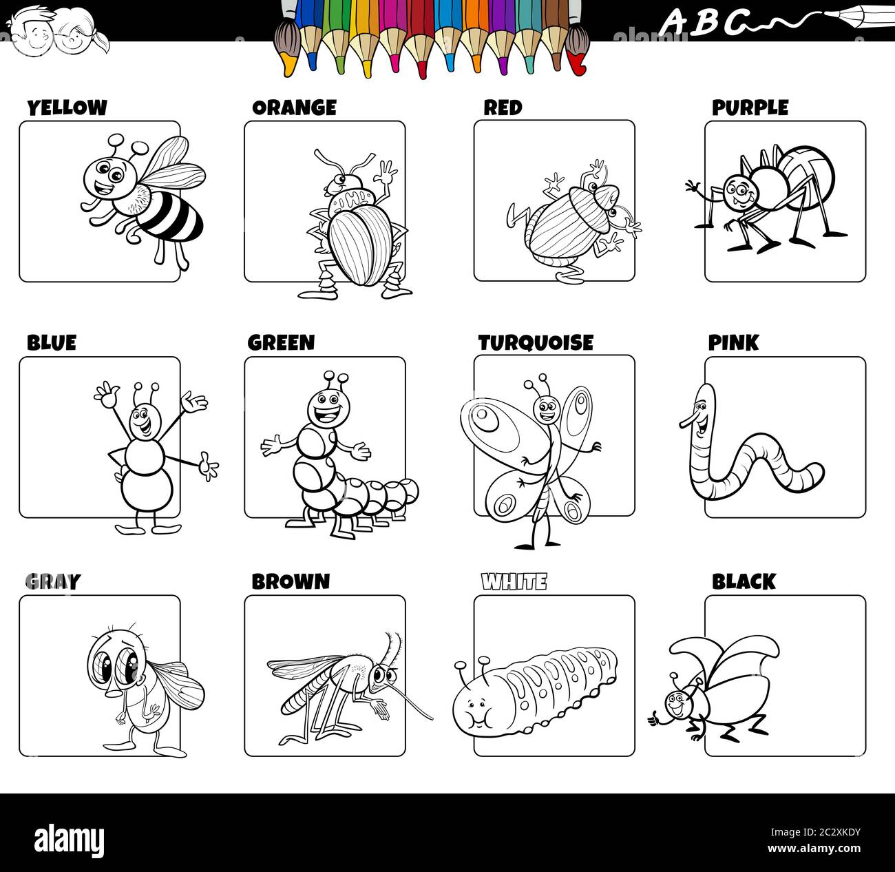Cartoon insects bugs coloring book hi-res stock photography and images ...