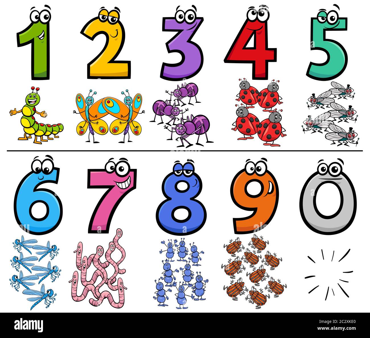 educational cartoon numbers set with insect characters Stock Photo - Alamy
