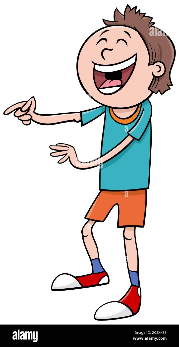 laughing boy character cartoon illustration Stock Photo - Alamy