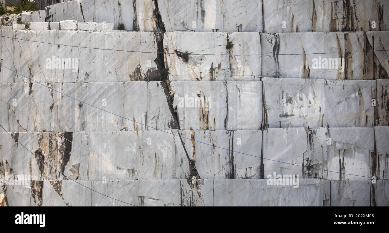 High stone mountain and marble quarries in the Apennines in Tuscany ...