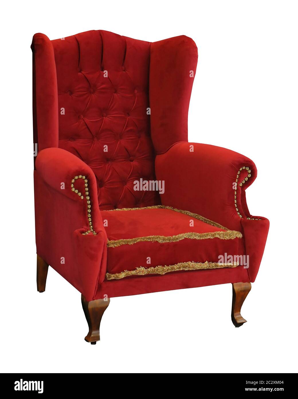 Textile red vintage armchair isolated on white Stock Photo - Alamy