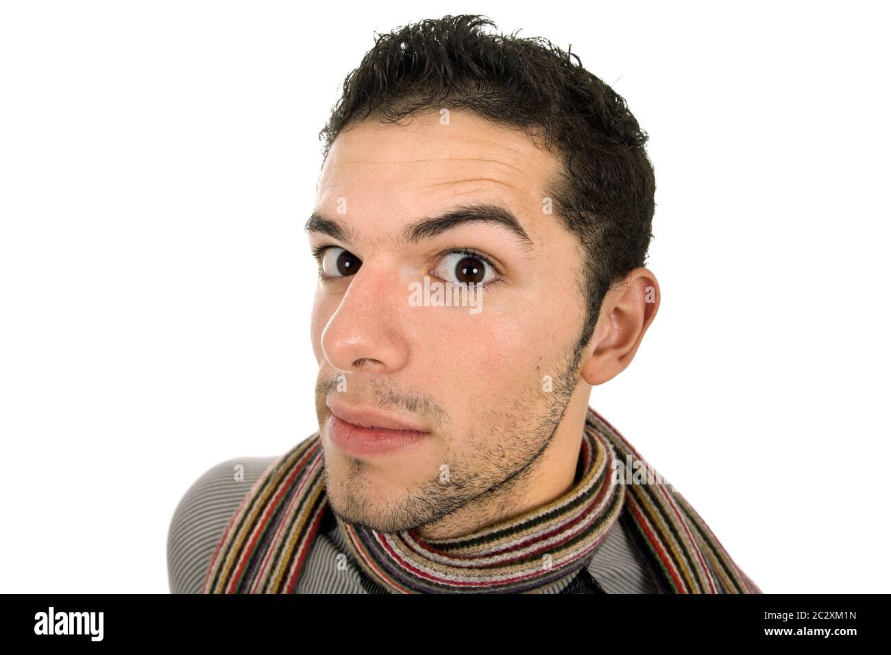 young silly man portrait in a white background Stock Photo - Alamy
