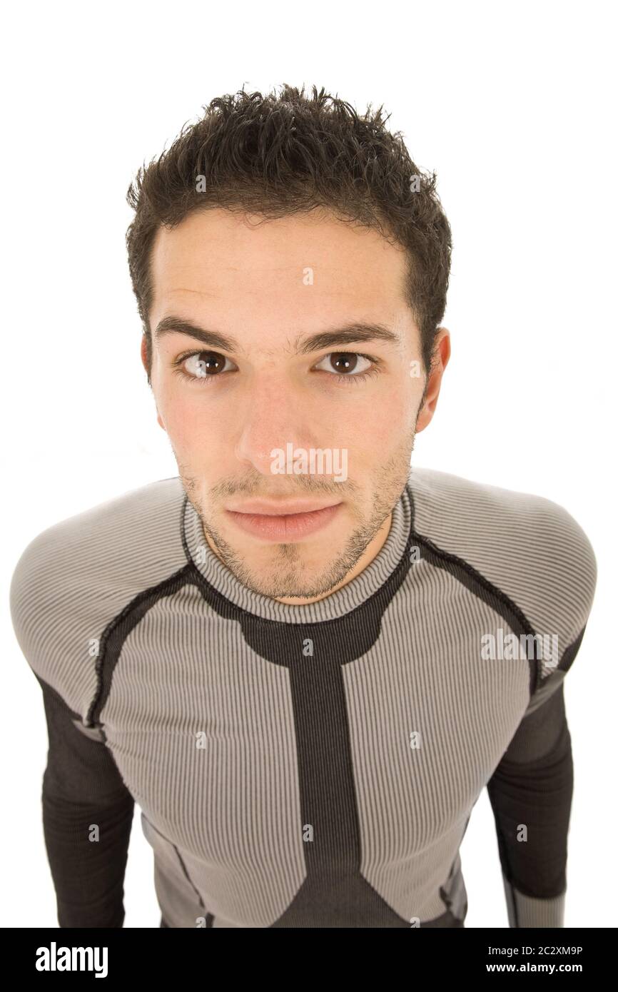 young silly man portrait in a white background Stock Photo - Alamy