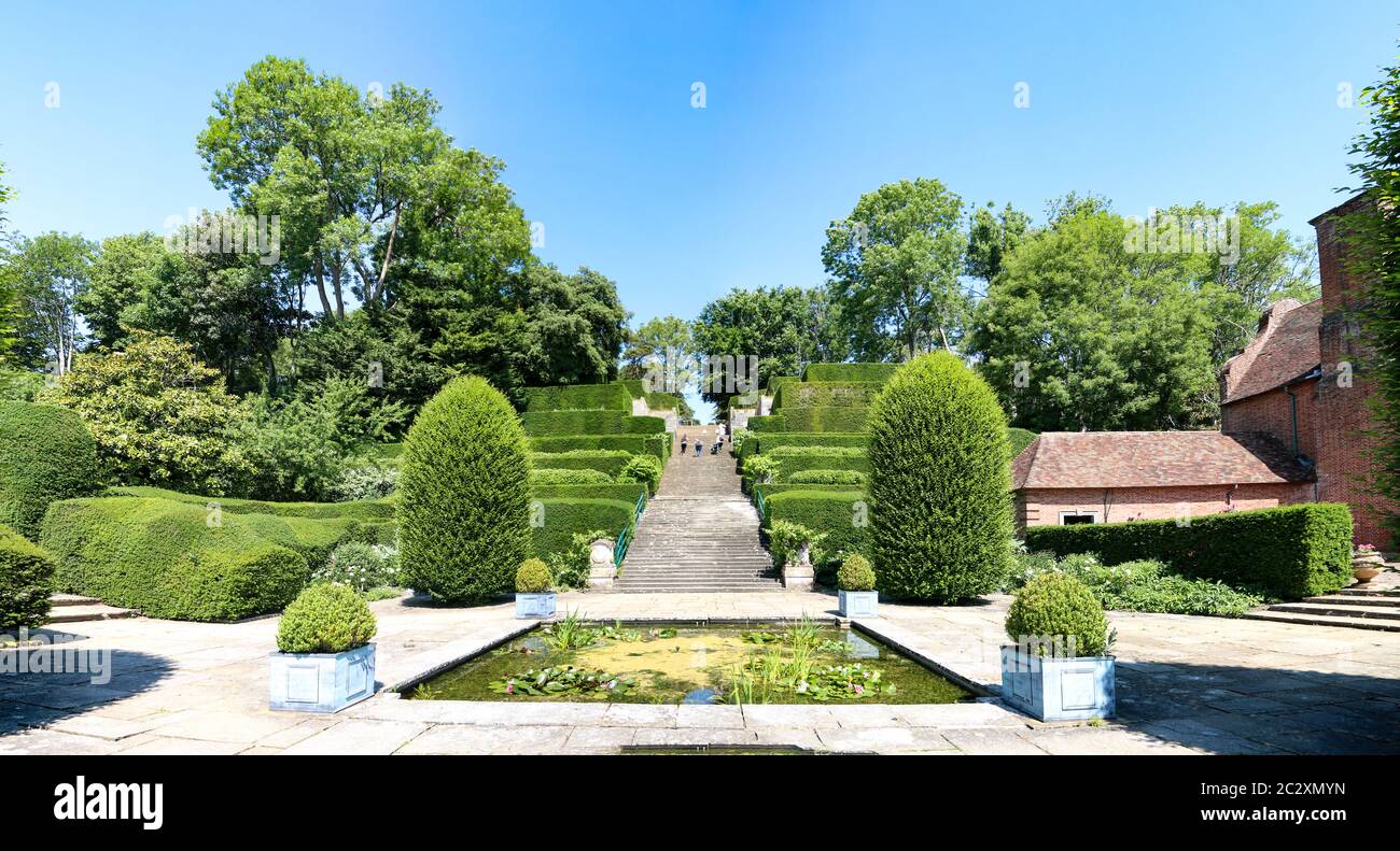 The stunning Port Lympne Mansion Hotel and landscaped terraced gardens ...