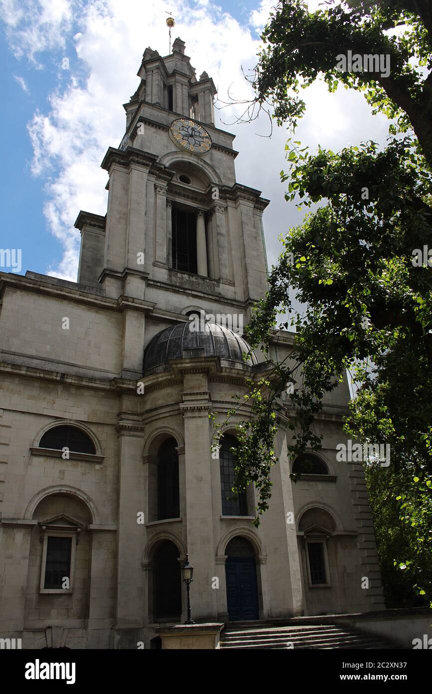 A dramatic view of the tower of St Anne's Limehouse church, designed by ...