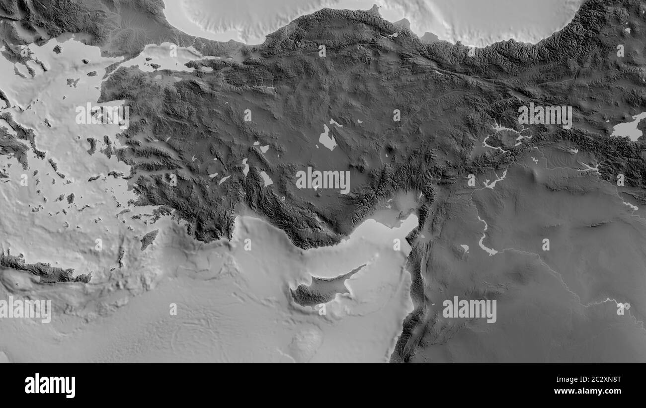 Grayscale map of the area around the Anatolian tectonic plate. 3D ...