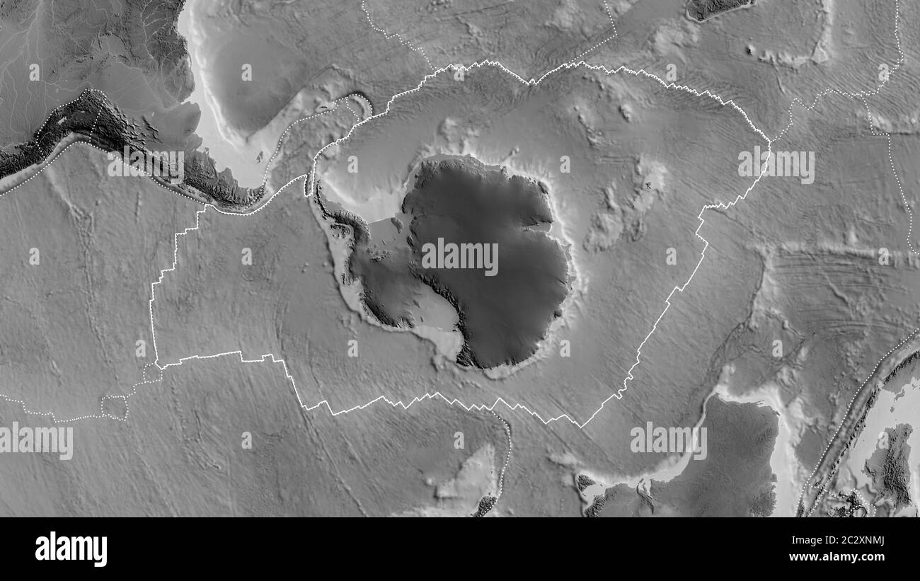 Outline of the Antarctic tectonic plate with the borders of surrounding ...