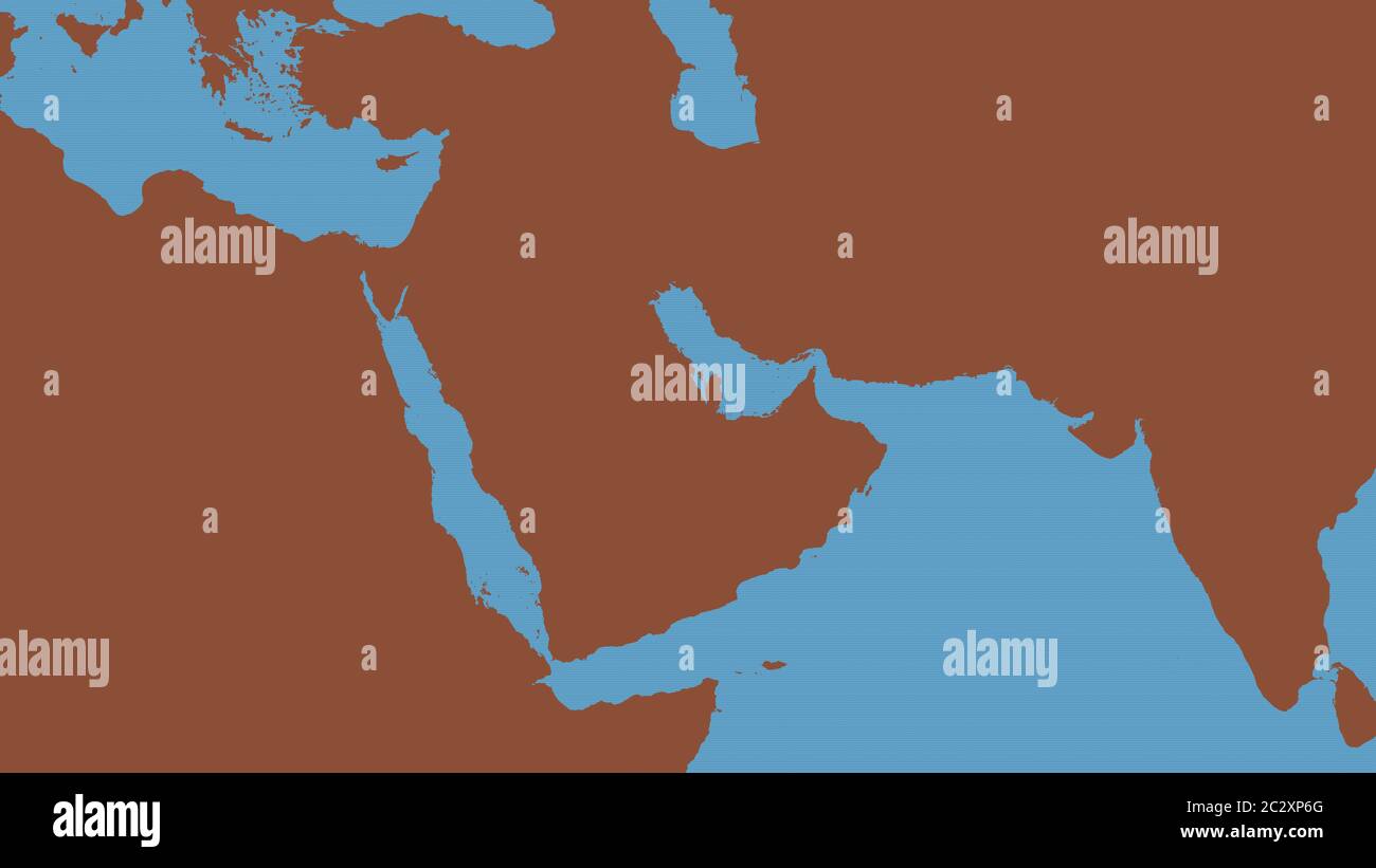 Pattern map of the area around the Arabian tectonic plate. 3D rendering ...