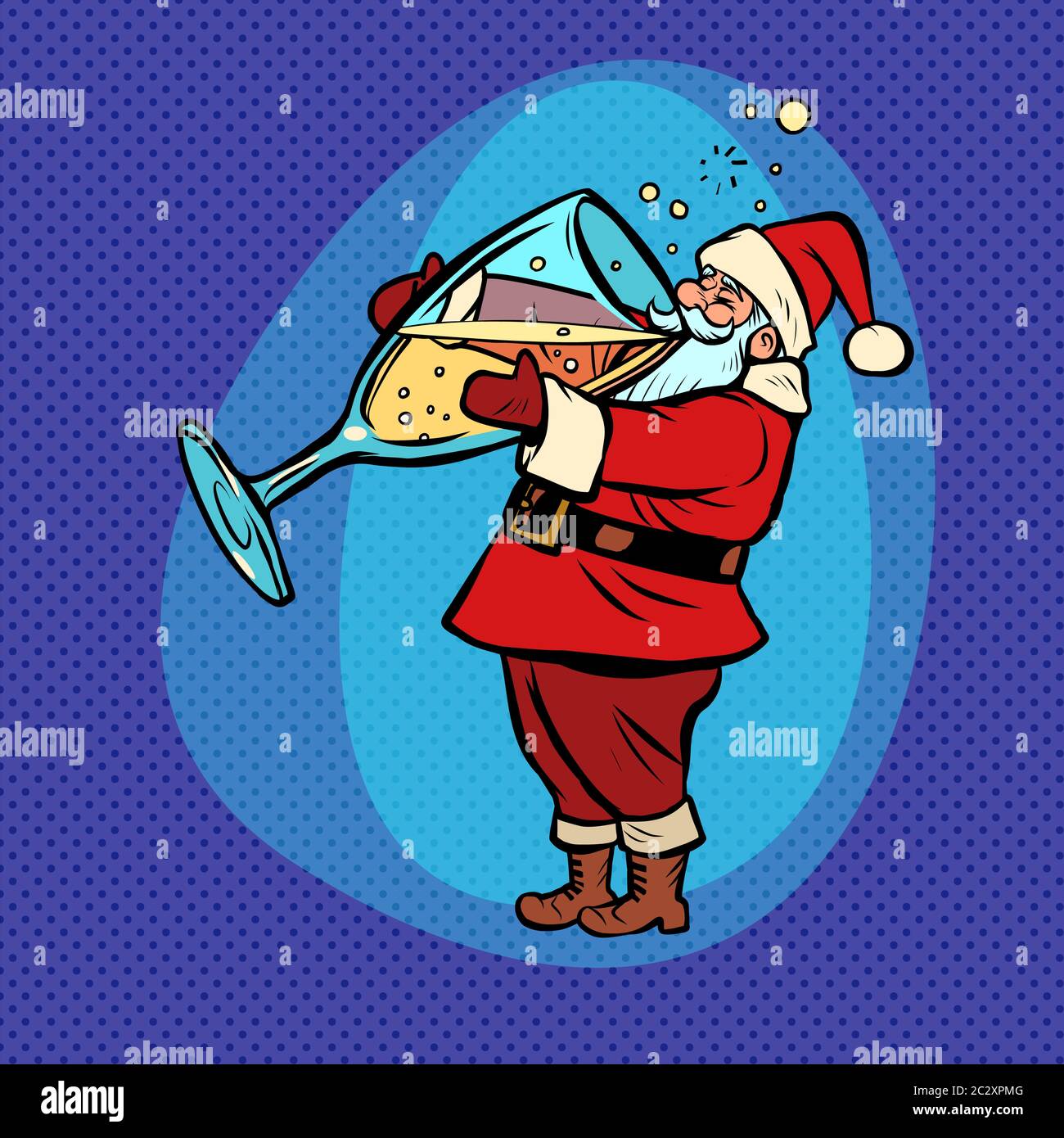 Santa Drinking Champagne