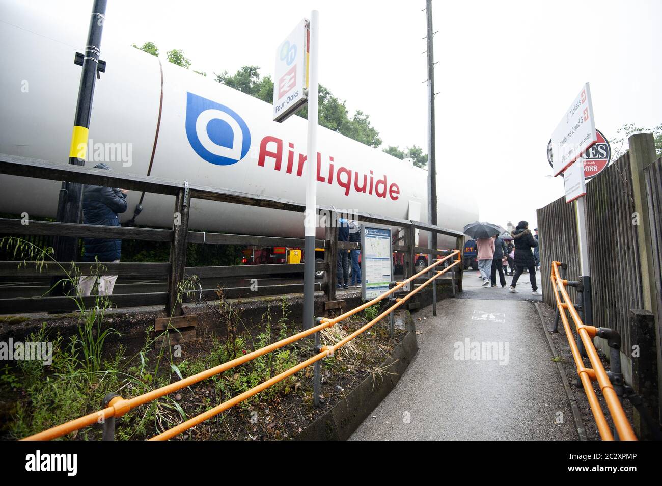 An empty colossal-sized ‘Air Liquide’ medical grade oxygen tank being ...